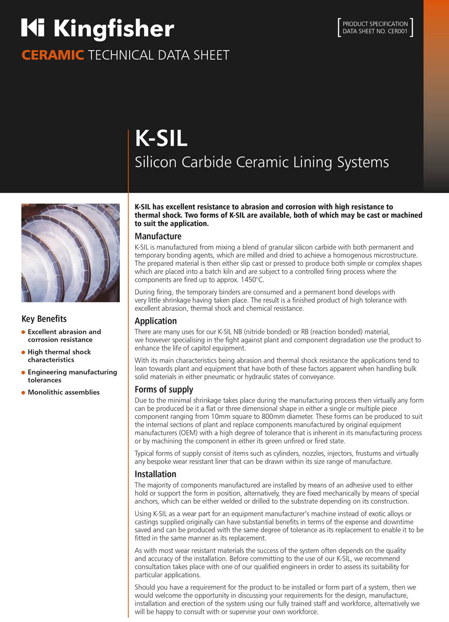 Ceramic Wear Protection | Liners | Kingfisher Industrial