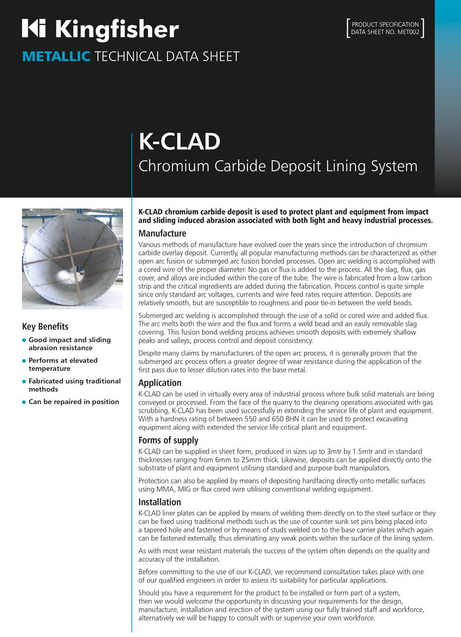 Technical Datasheets for Wear Solutions | Kingfisher