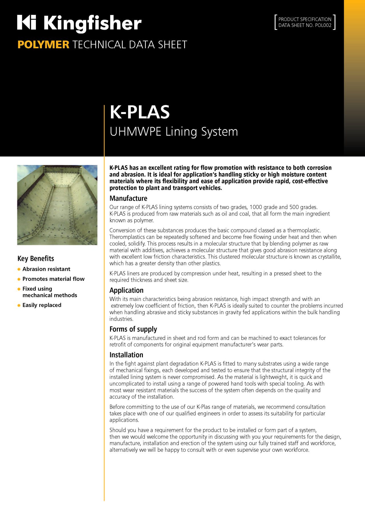 Technical Datasheets for Wear Solutions | Kingfisher